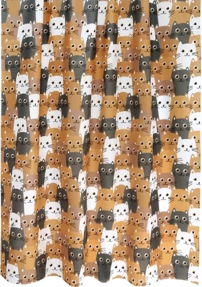 Bellatex Koupelnový závěs 180x200 cm Kočka Hnědá,Šedá
