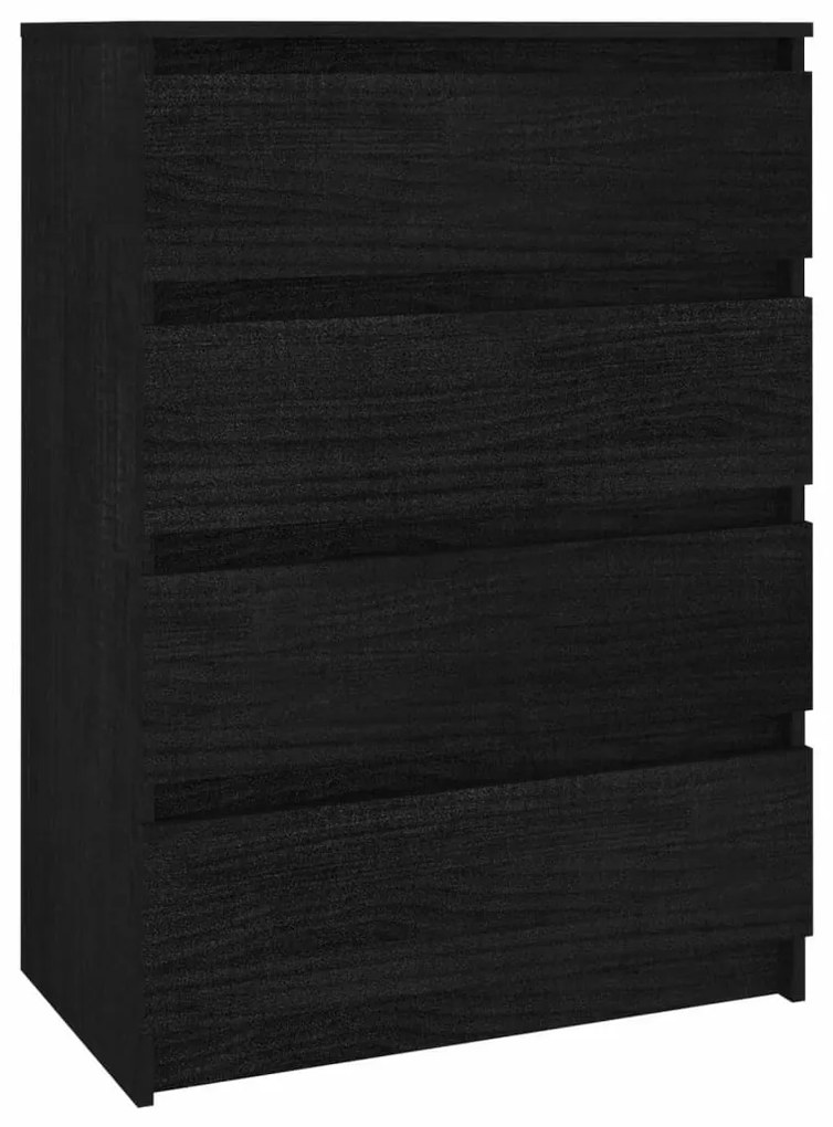 Odkládací skříňky 3 ks černé masivní borové dřevo,  3094816