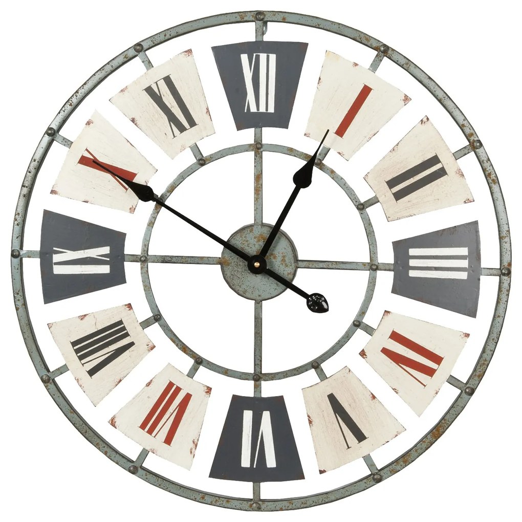Vintage kovové nástěnné hodiny s římskými číslicemi Maximilliene – Ø 60*5 cm