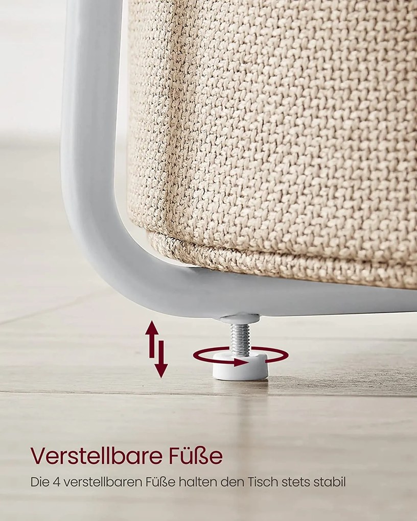 Kulatý stůl, malý konferenční stolek, 45⌀x50 cm bílý-bežový