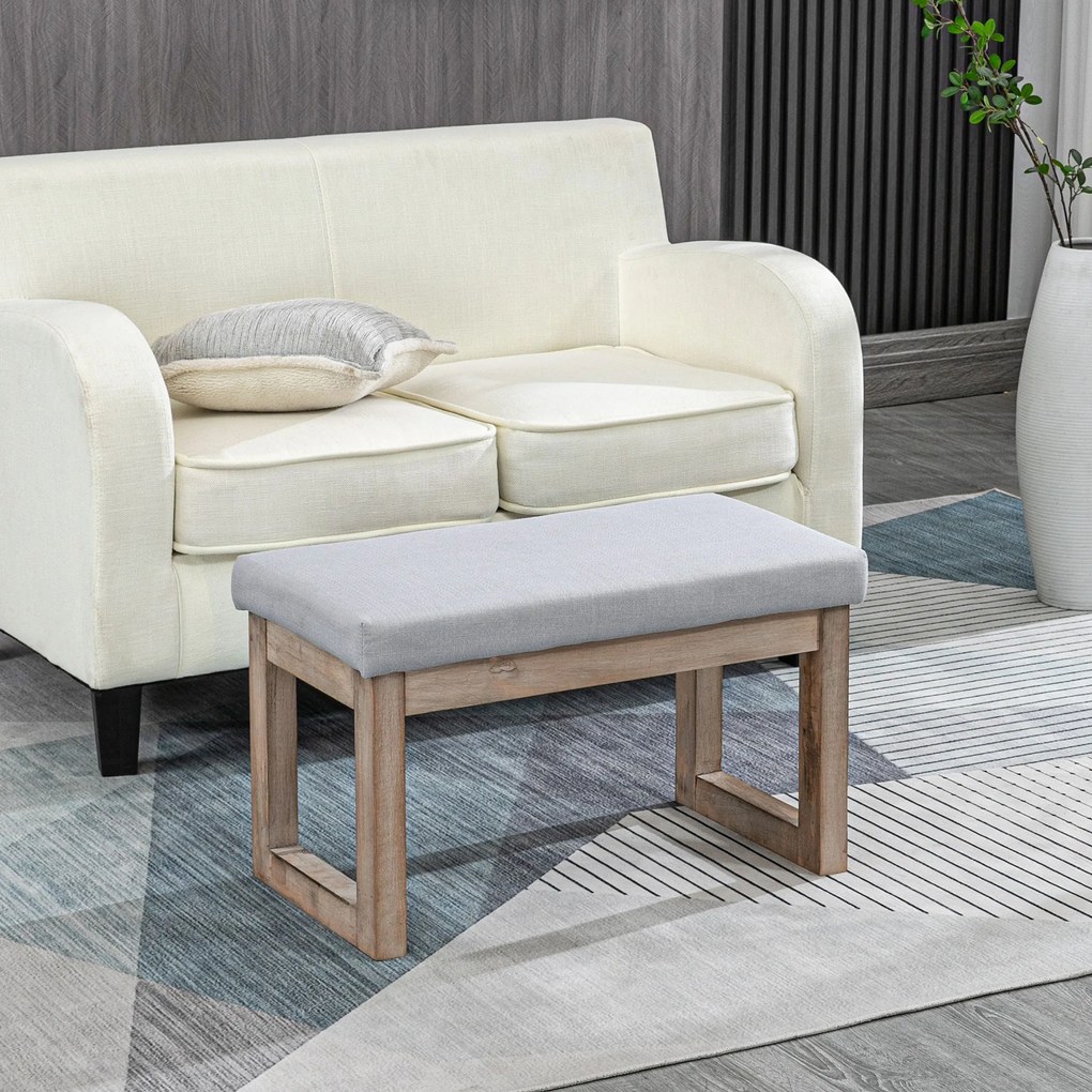 HOMCOM Taburet na nohy Čalouněný taburet s dřevěnými nohami 68x38x42 cm šedý Taburet do obývacího pokoje Ložnice Předsíňová lavice | Aosom.de