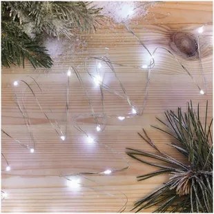 Vánoční osvětlení EMOS D3AC07 ZY1950 20LED nano řetěz stříbrný 1,9m 2xAA studená bílá s časovačem