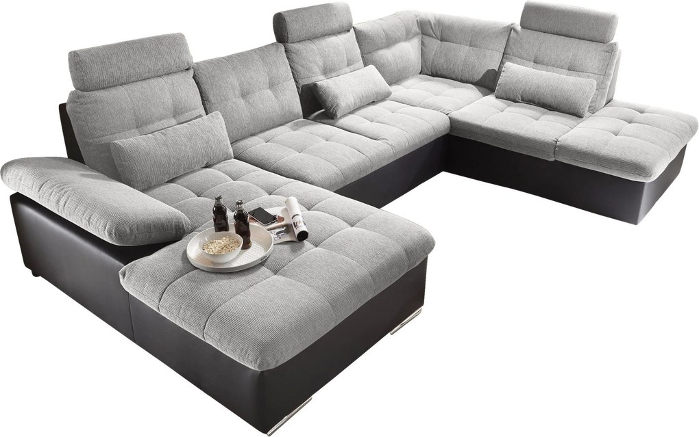XXXLutz ROHOVÁ SEDAČKA, textil, kompozitní dřevo, černá, barvy stříbra MID.YOU - Sedací soupravy - 002220017412