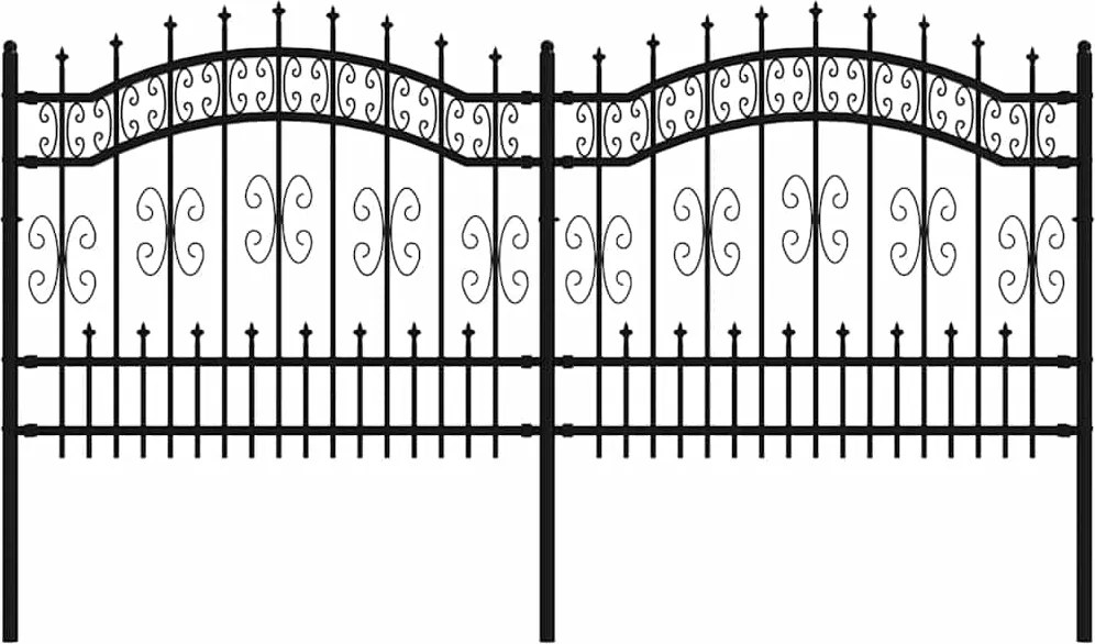 Zahradní plot KAMPEN s kopím nahoře černý 240 x 100 cm ocelový 151085