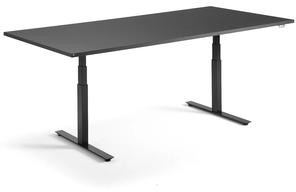 AJ Produkty Jednací stůl Modulus, výškově nastavitelný, 2400x1200 mm, černý rám, černá