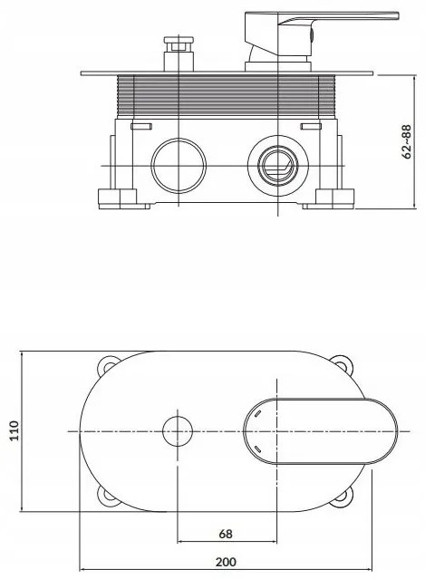 Cersanit Crea, vanová - sprchová podomítková baterie + BOX, chromová, S951-305