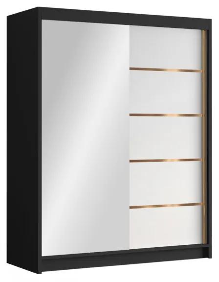 Šatní skříň se zrcadlem Hazren III 150, Barva: bílá / černá