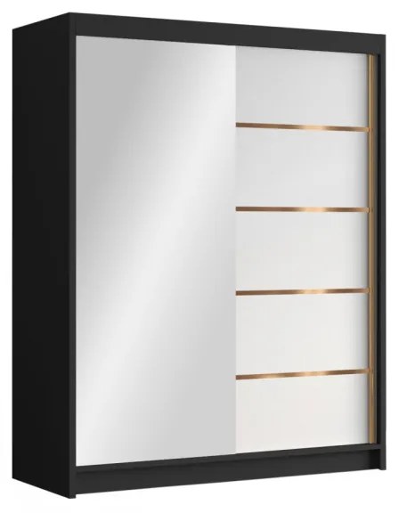 Šatní skříň se zrcadlem Hazren III 150, Barva: černá / bílá