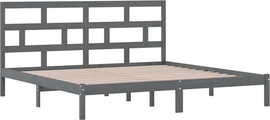 Rám postele šedý masivní borovice 200 x 200 cm 3101240