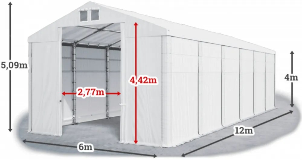Garážový stan 6x12x4m střecha PVC 560g/m2 boky PVC 500g/m2 konstrukce ZIMA Zelená Bílá Modré