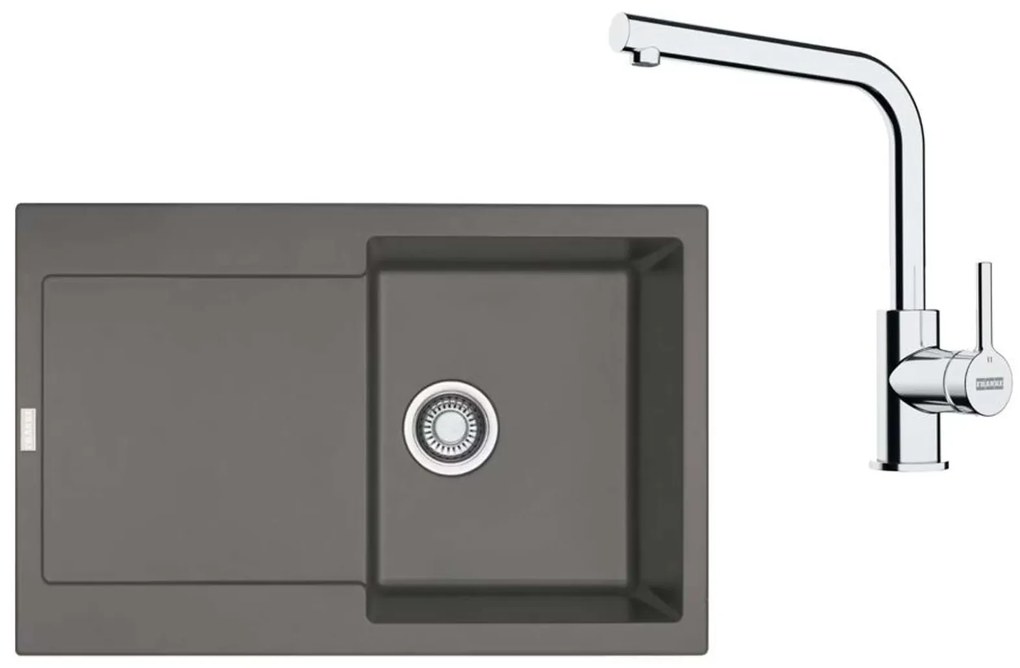 Franke - Kuchyňský set G259ŠK, fragranitový dřez MRG 611 a baterie FS 3230.031, šedý kámen/chrom 114.0700.722