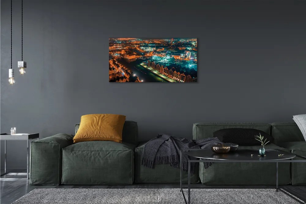 Obrazy na plátně Gdańsk River noční panorama 140x70 cm