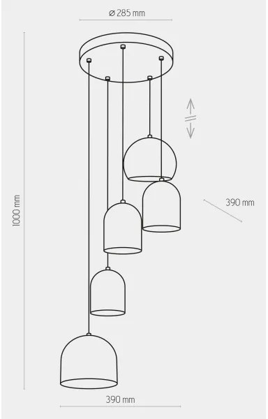 Lustr na lanku TEMPRE 5xE27/15W/230V bílá/šedá/černá