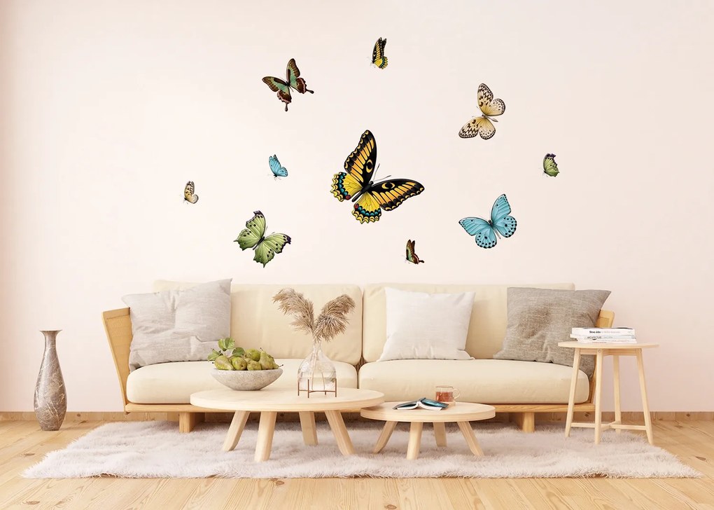 Samolepka na zeď Variace Barevných Motýlů | 65 x 85 cm | DF1069