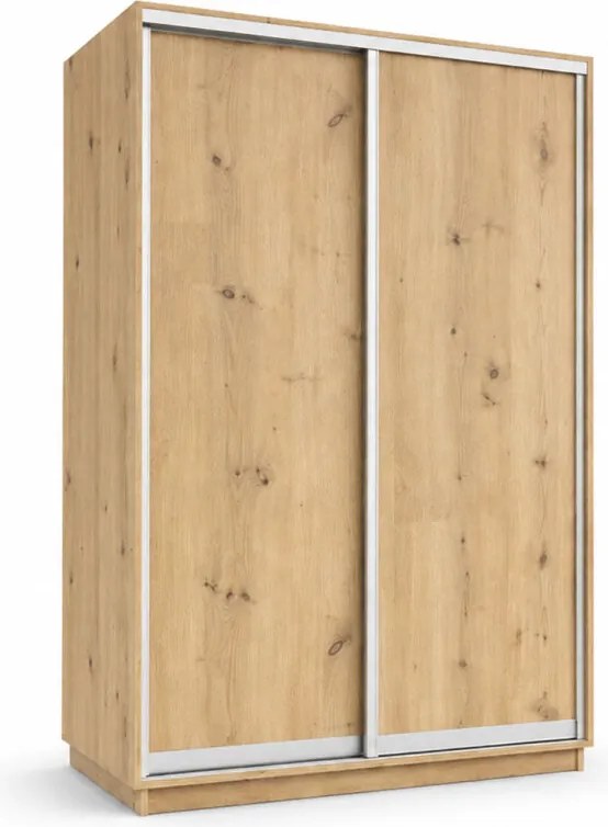 Skříň s posuvnými dveřmi 1500x2200x600 2LTD Dub Artisan, profil stříbrný