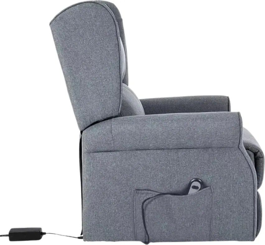 TV křeslo ušák STILO PLUS s elektrickým polohováním — látka, šedá, nosnost 130 kg