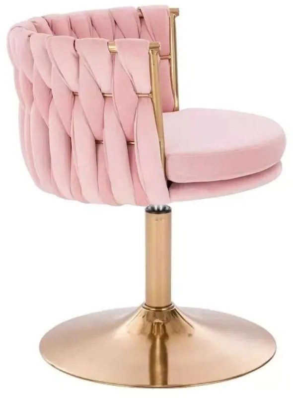 LuxuryForm DESIGN Otočná židle LYON VELUR na zlatém talíři - růžová