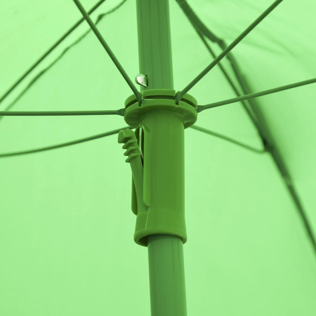 Zahradní set Outsunny pro děti – stůl a židle na piknik, skládací set pro děti se nastavitelným deštníkem 100-125 cm, design žabky, zelený