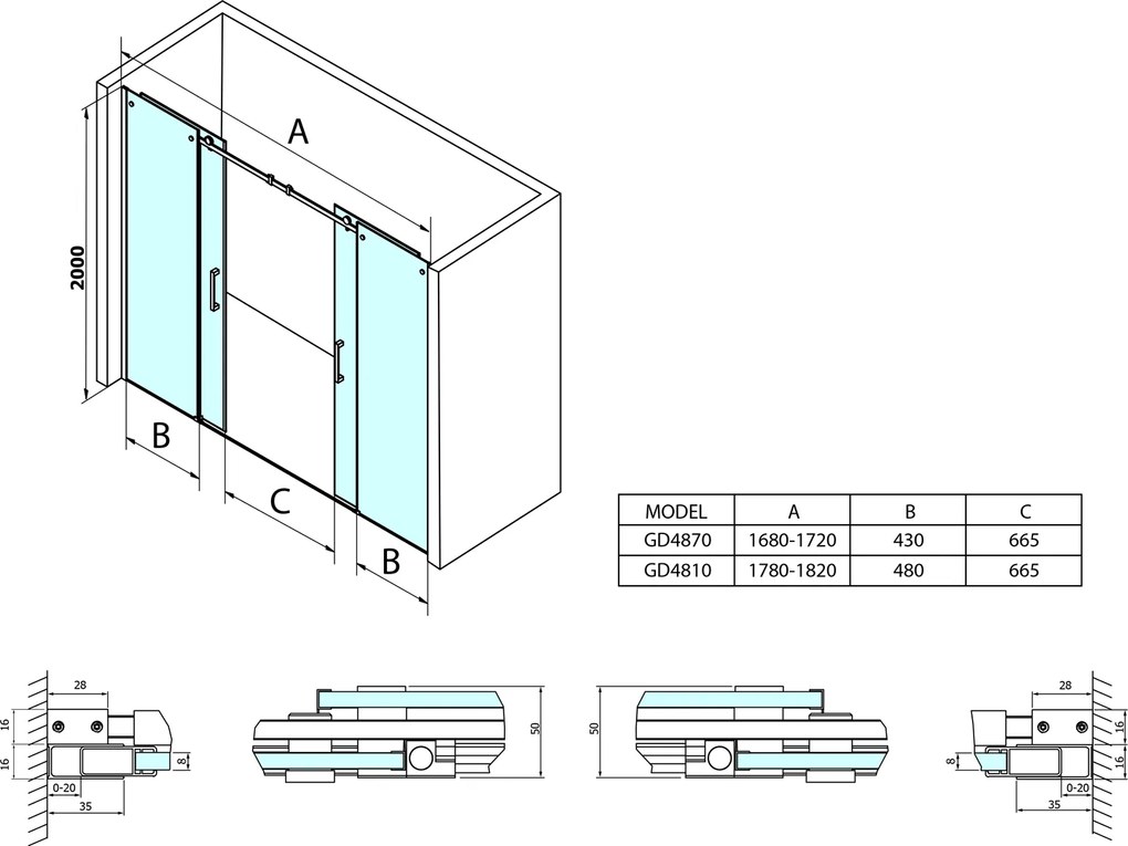 Gelco GELCO, DRAGON sprchové dveře 1700 mm, čiré sklo, GD4870