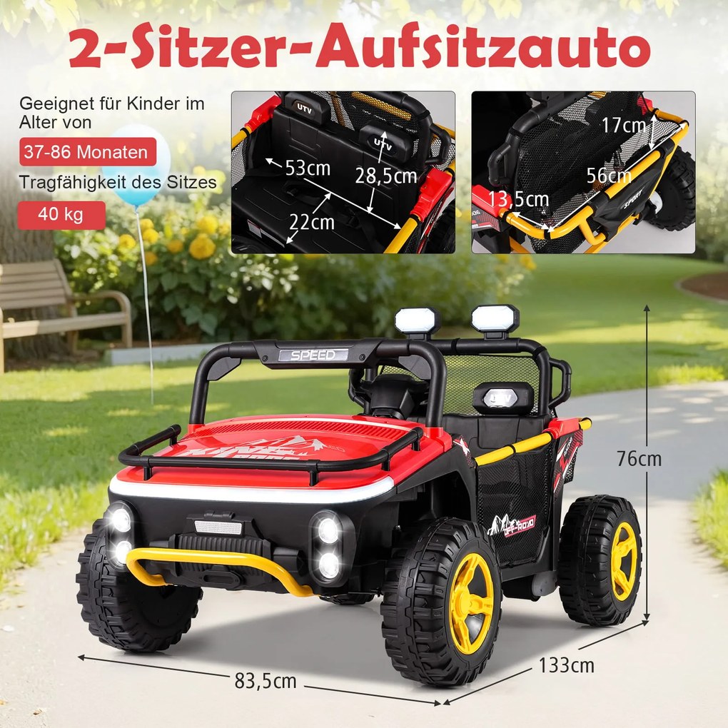 Costway 24 V dětské elektrické vozítko 2-místné elektrické autíčko s klaksonem