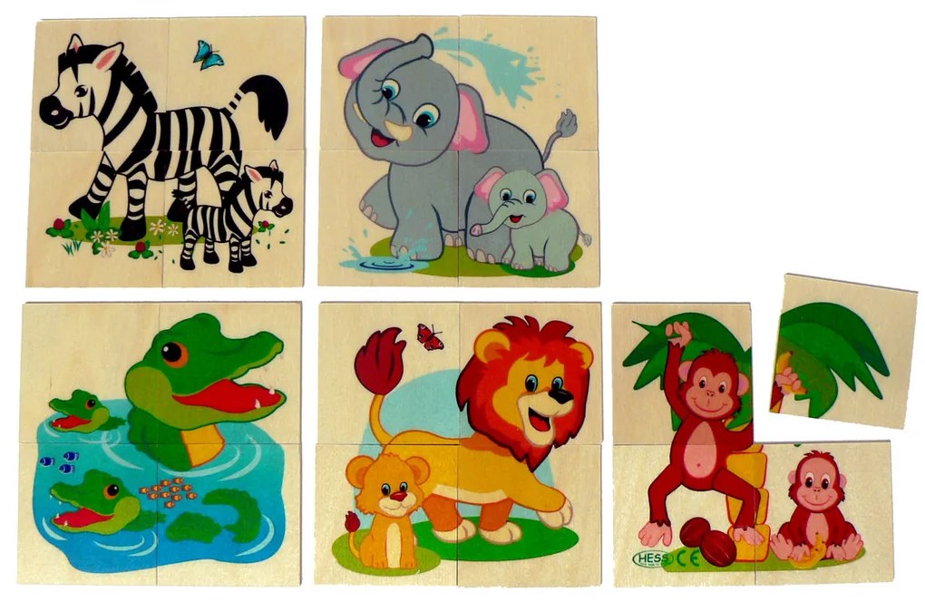 Hess Dřevěné puzzle Zvířata džungle