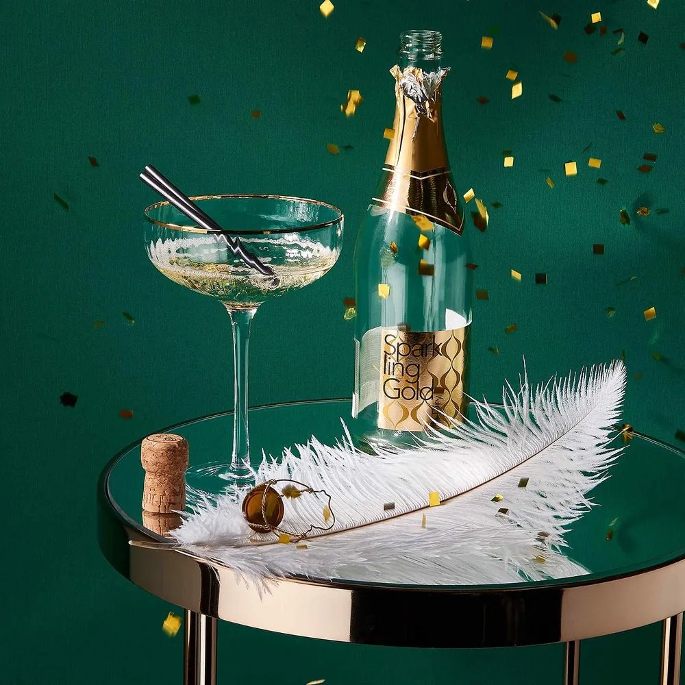 GOLDEN TWENTIES Sklenice na šampaňské se zlatým okrajem 400 ml