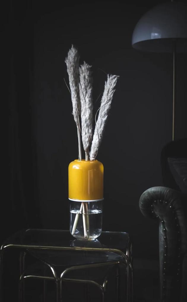 Váza Capsule s nastavitelnou výškou hořčičně žlutá