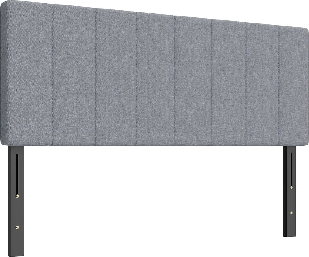 HOMCOM čalouněné čelo postele, 3 výšky, látka se vzhledem lnu, pěnová výplň — šedé (pro postele 150–160 cm) | Aosom