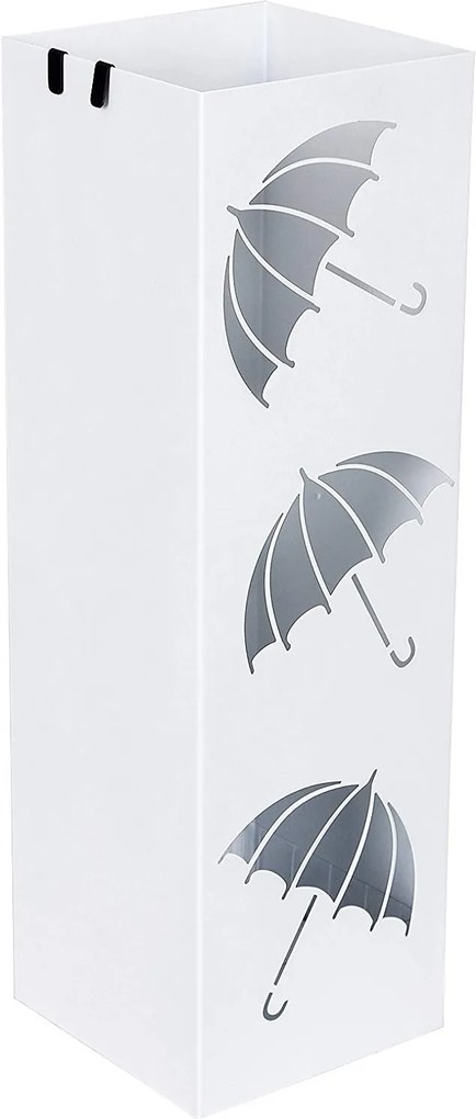 SONGMICS Stojan na deštníky čtvercový bílý motiv deštník