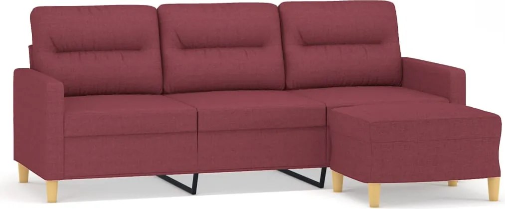 3místná pohovka s podnožkou vínová 180 cm textil 3201079