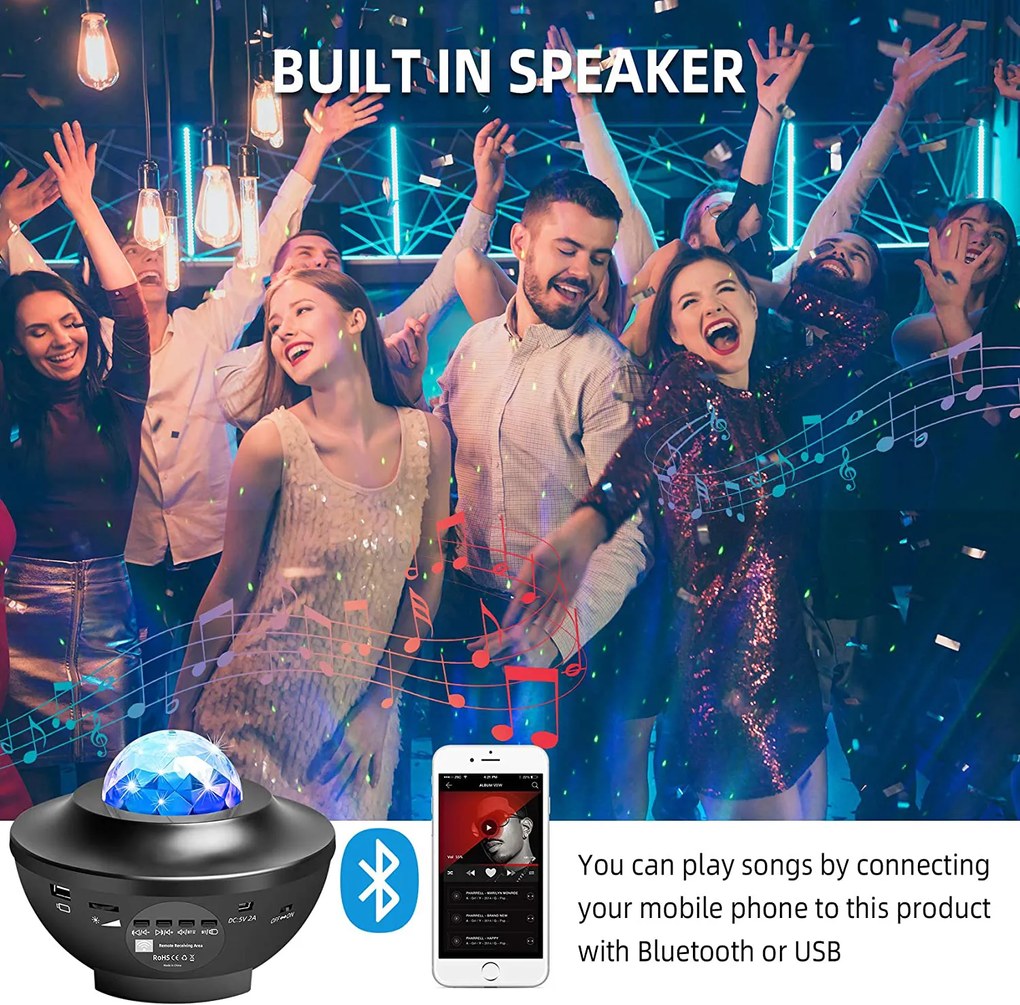 Bezdoteku Projektor Starry Sky pro děti s Bluetooth reproduktorem