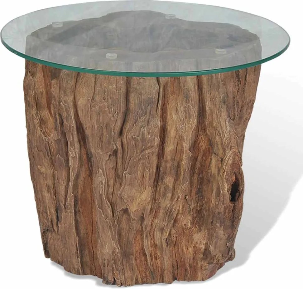 Konferenční stolek teak a sklo 50 x 40 cm 245069