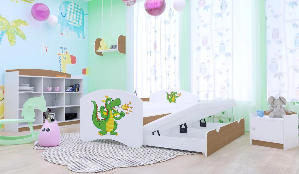 Svět pokojů Dětská postel Kevin pro dvě děti - dráček + matrace zdarma Barva: Oranžová, Rozměr: 160x80 cm, Zábrana: NE