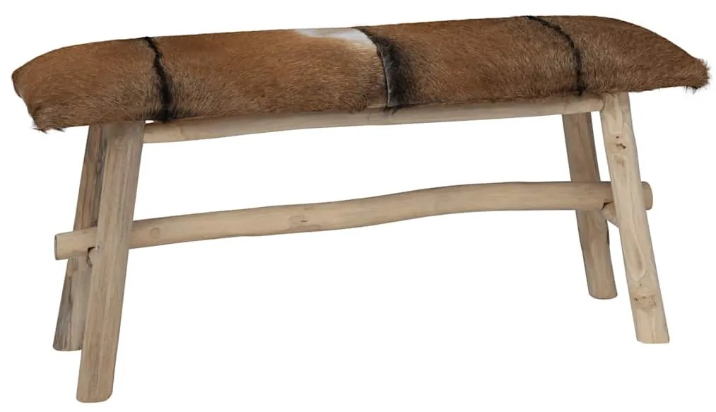 Lavice kozí kůže teakové dřevo 244547
