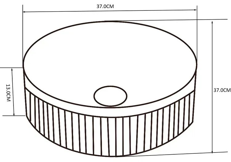 BPS-koupelny Keramické umyvadlo na desku HYD-LA-MTB-RF-370 ø37 cm, černé mat