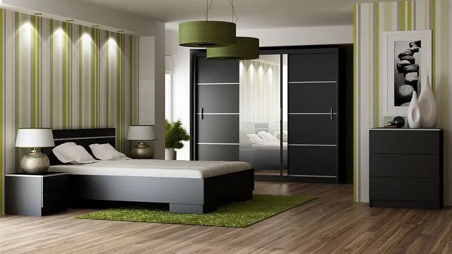 Casarredo - Komfort nábytek Ložnice SANDINO/VISTA černá (postel 160, skříň, komoda, 2 noční stolky)