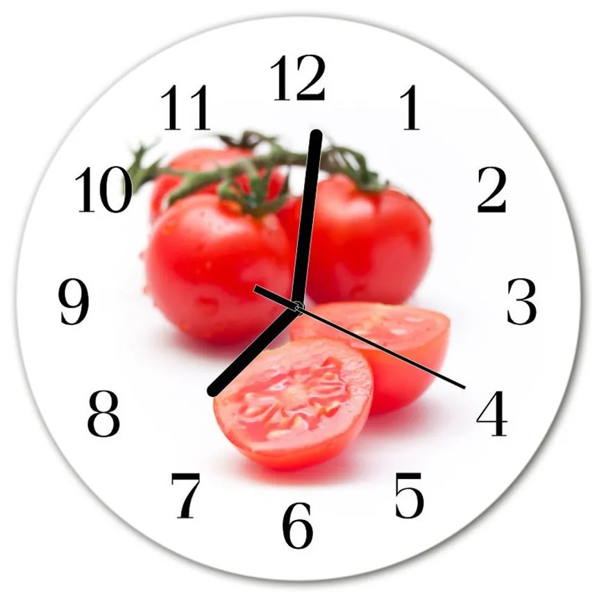 Nástenné skleněné hodiny rajčata fi 30 cm