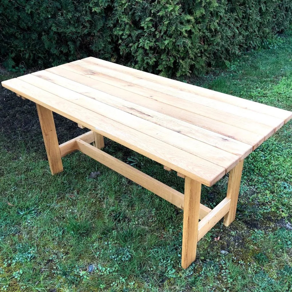 KULHÁNEK Klasický stůl dubový Odstín nátěru: lazura - teak, Velikost desky: 250x90 cm