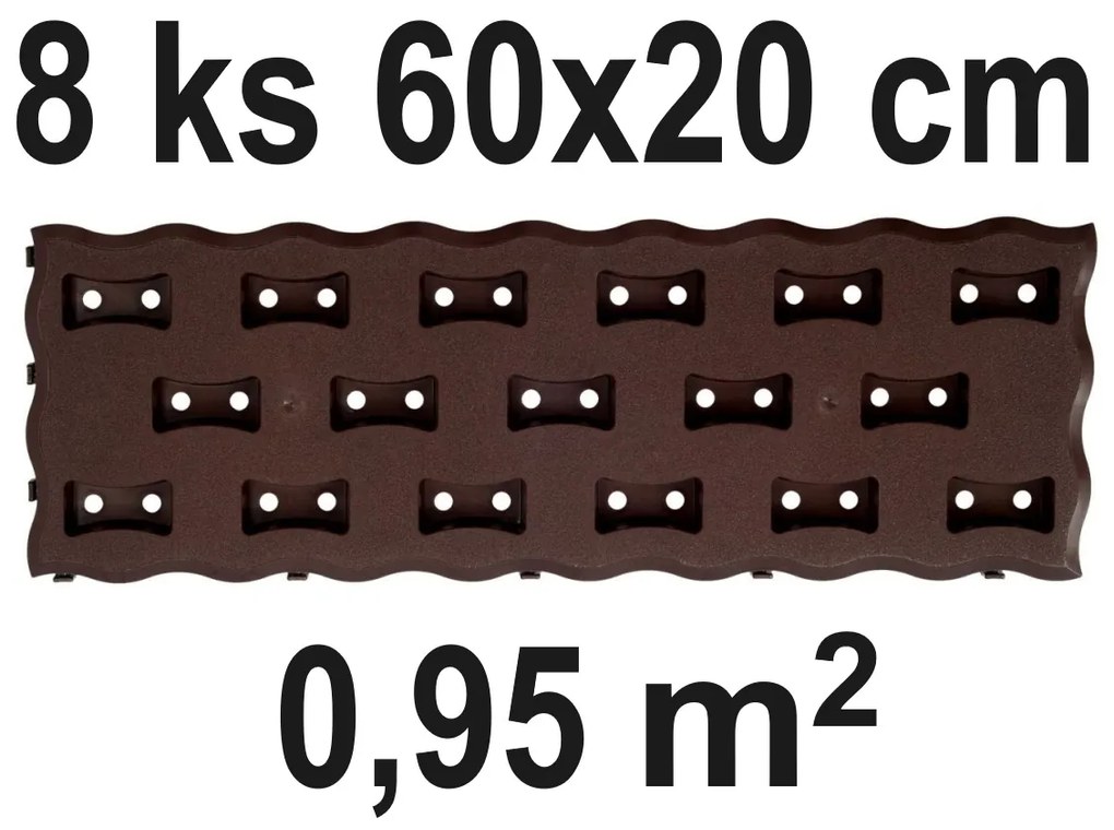 PROSPERPLAST Záhonový chodník 60x20cm, 8ks, hnědý