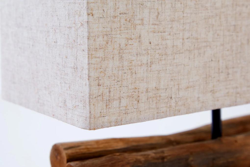 Invicta Interior Designová dřevěná stolní lampa béžová - Fornacis