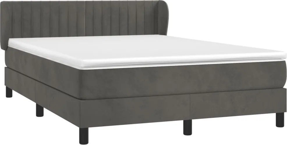 Box spring postel s matrací tmavě šedá 140x200 cm samet 3127614