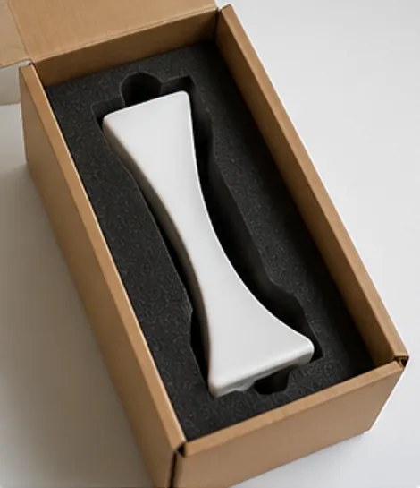 váza, hranatá, plast, 16x4x4 cm, bílá, Dekorino VD0260004