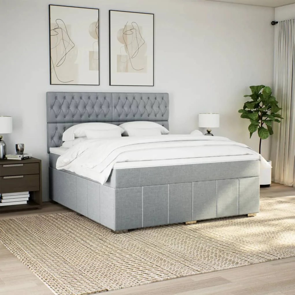 Box spring postel s matrací světle šedá 180 x 200 cm textil 3291754