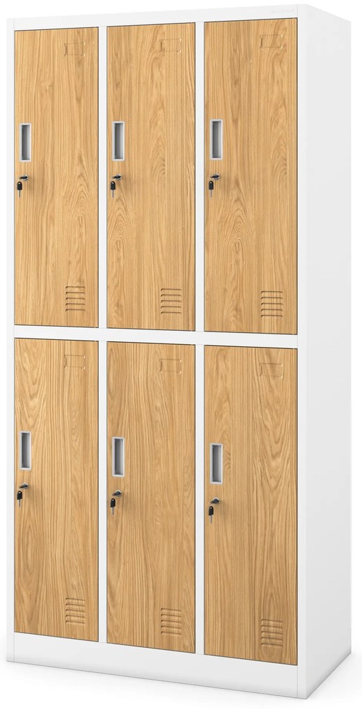 Sociální pracovní skříň bílá/zlatý dub: Eco Design 6-dveřová IGOR