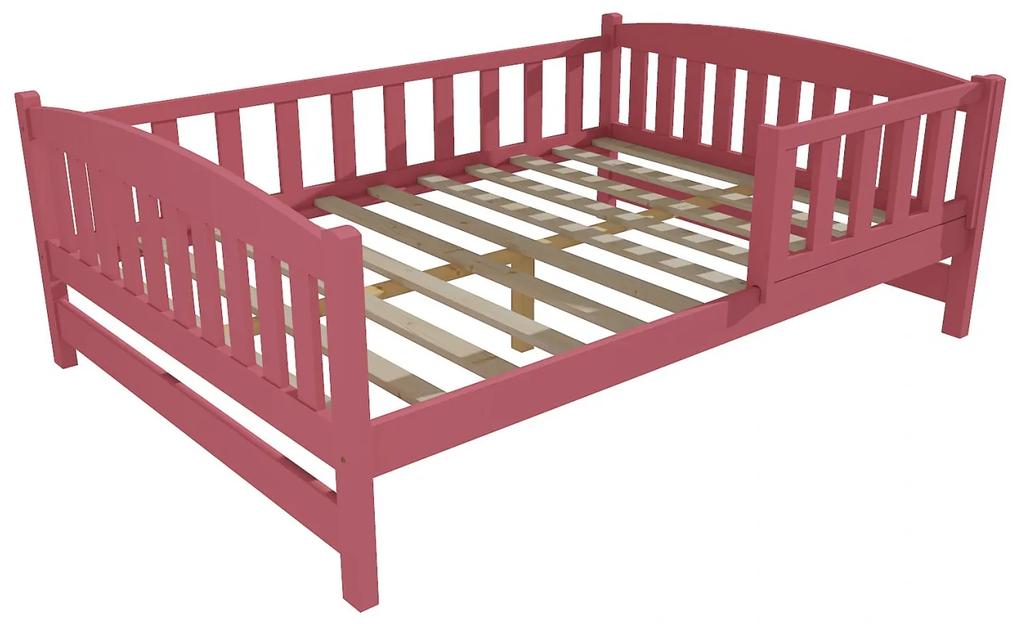 Dětská postel DP 002 XL se zábranou (Barva dřeva: barva růžová, Rozměr: 120 x 200 cm)