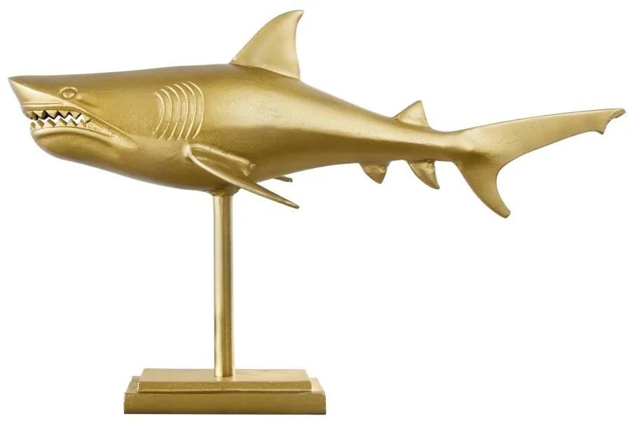 Dekorační socha žralok AMEIS 70 cm Dekorhome Zlatá