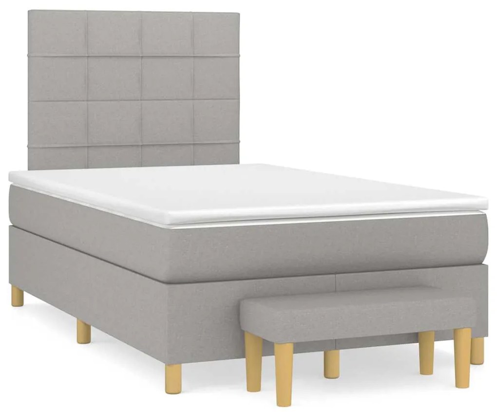 Box spring postel s matrací světle šedá 120x190 cm textil