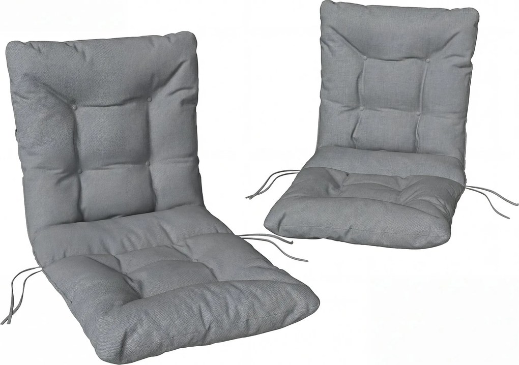 Outsunny 2 ks sedáků 120 × 50 × 8 cm — sedáky na židle s poutky, interiér/exteriér, světle šedé | Aosom