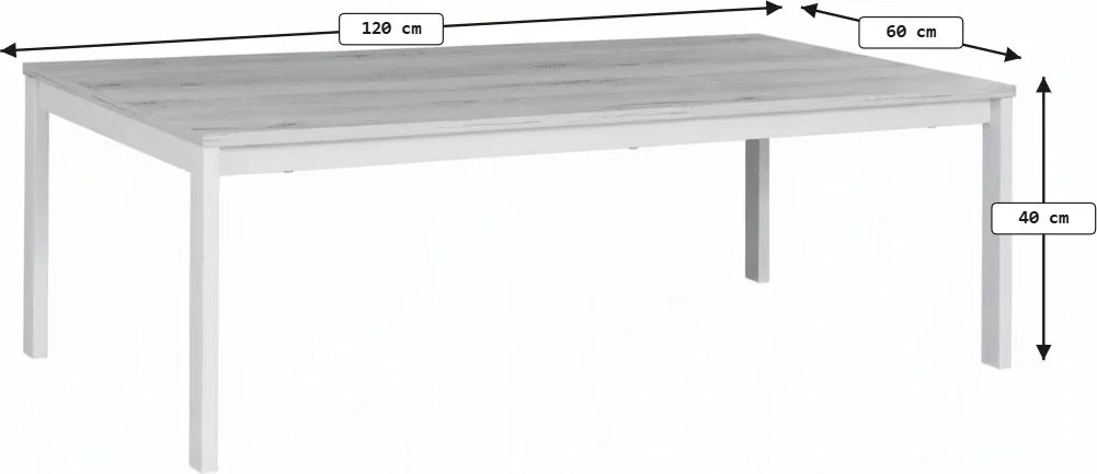 Konferenční stolek FROST 120x60 cm krémový, dekor dub alpský