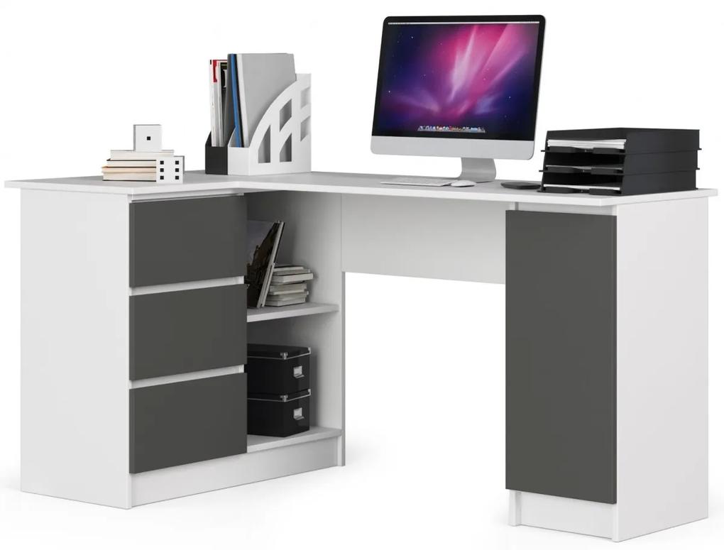 Rohový psací stůl B20 155 cm levý bílý/šedý
